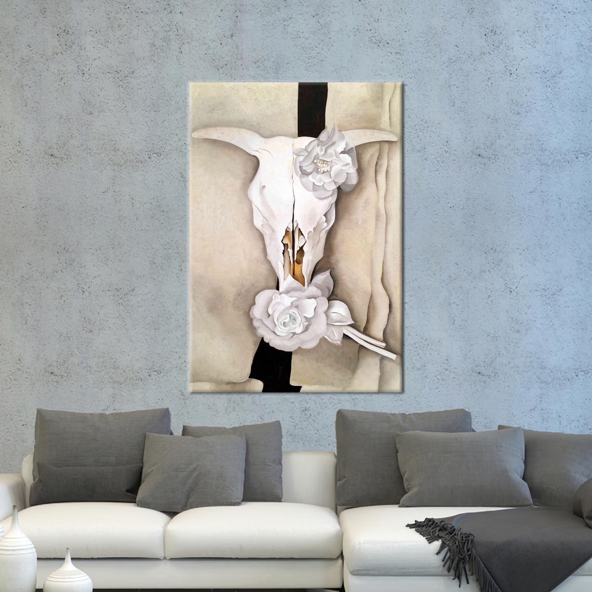 kayra export Georgia O'keeffe-Inspired Cow's Skull Art Canvas For Home ...