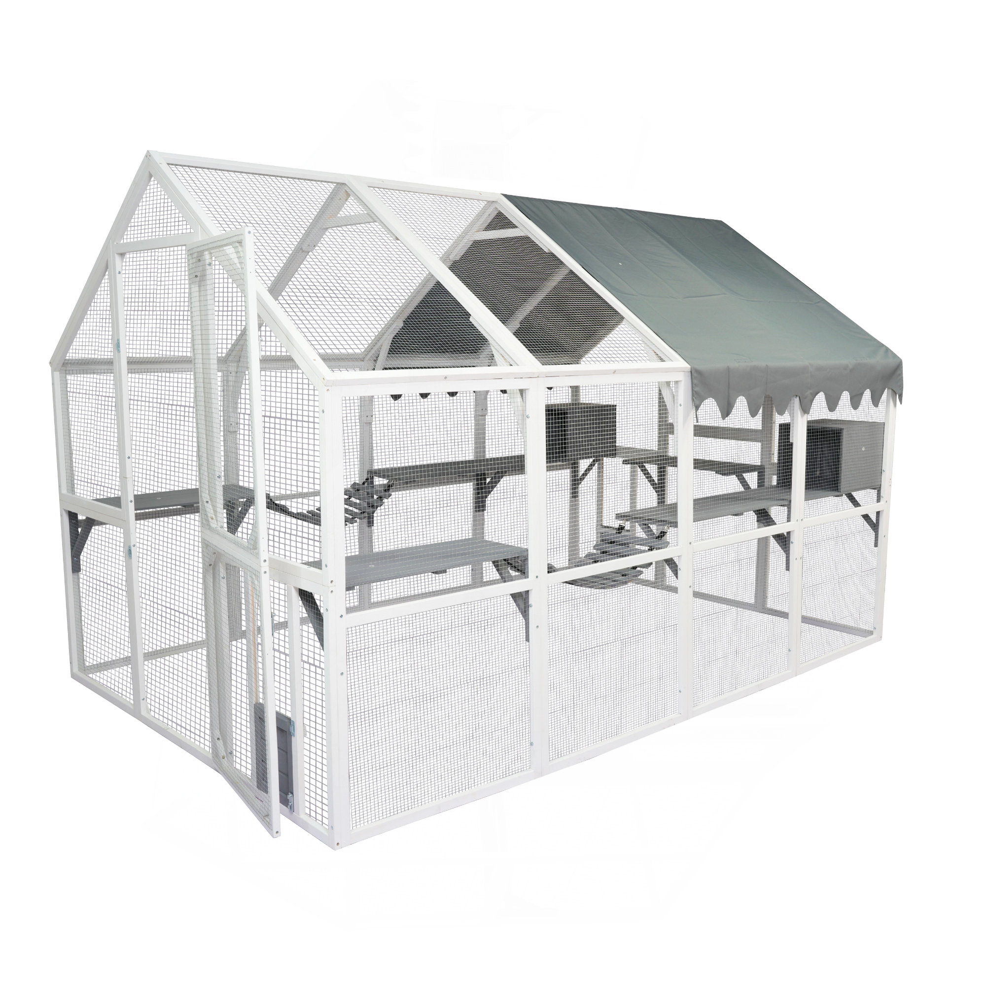 Alxfarton cat cage box lovely house cute pet play speace Wooden White ...