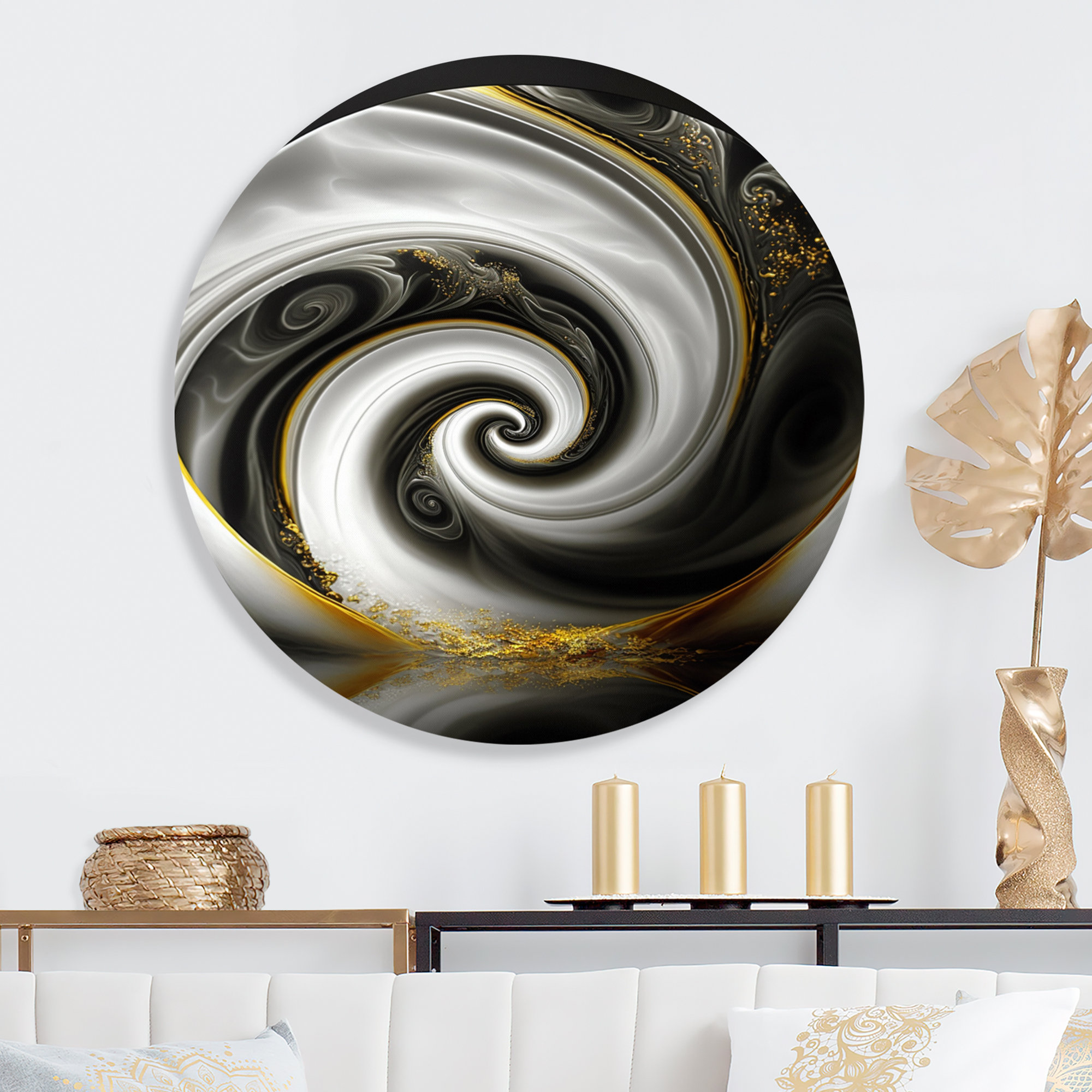 Mercer41 Abstract Modern Swirl II - Modern Spiral Metal Circle Wall Art ...