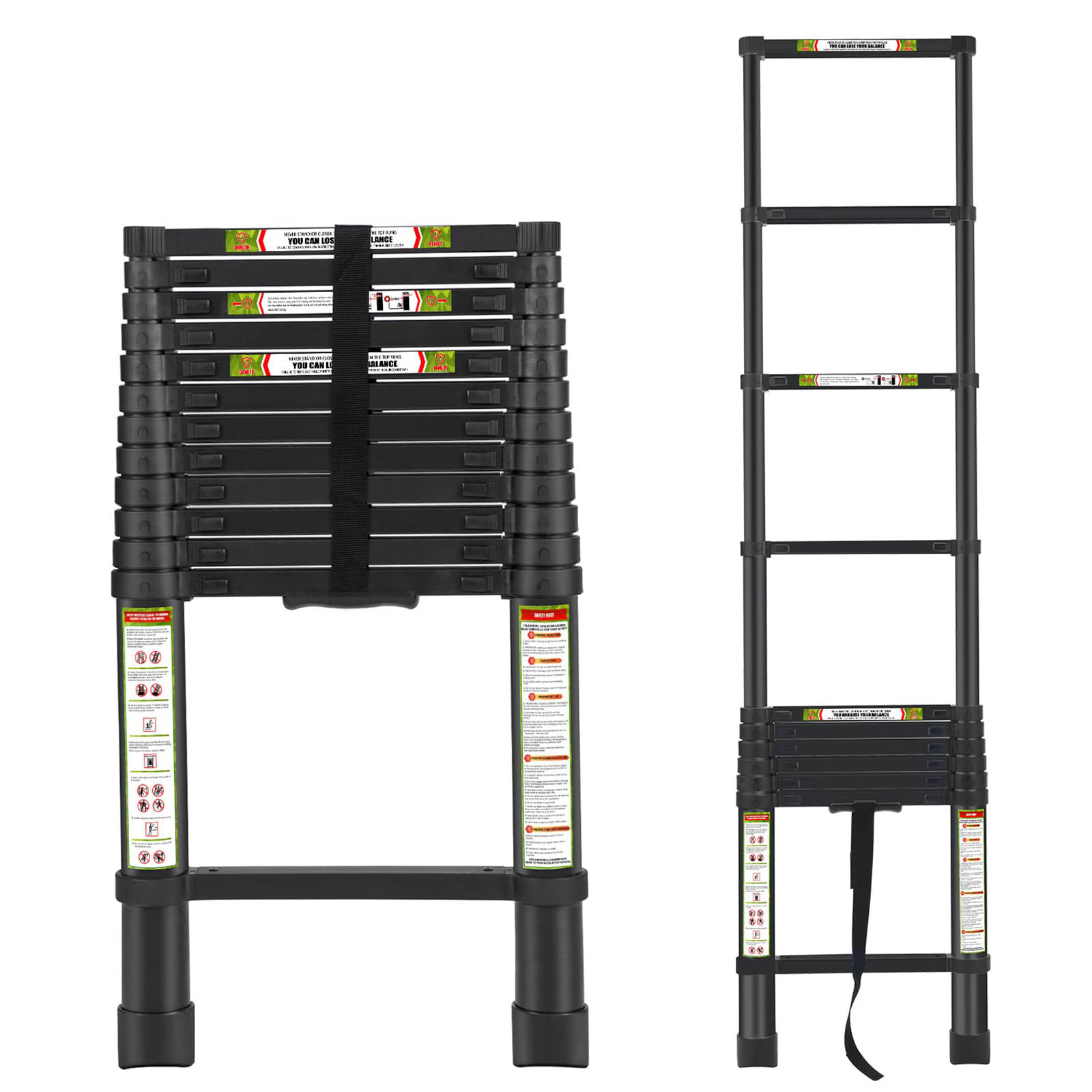 Latitude Run® Telescopic Ladder, 12.5FT Aluminum Telescoping Ladder ...