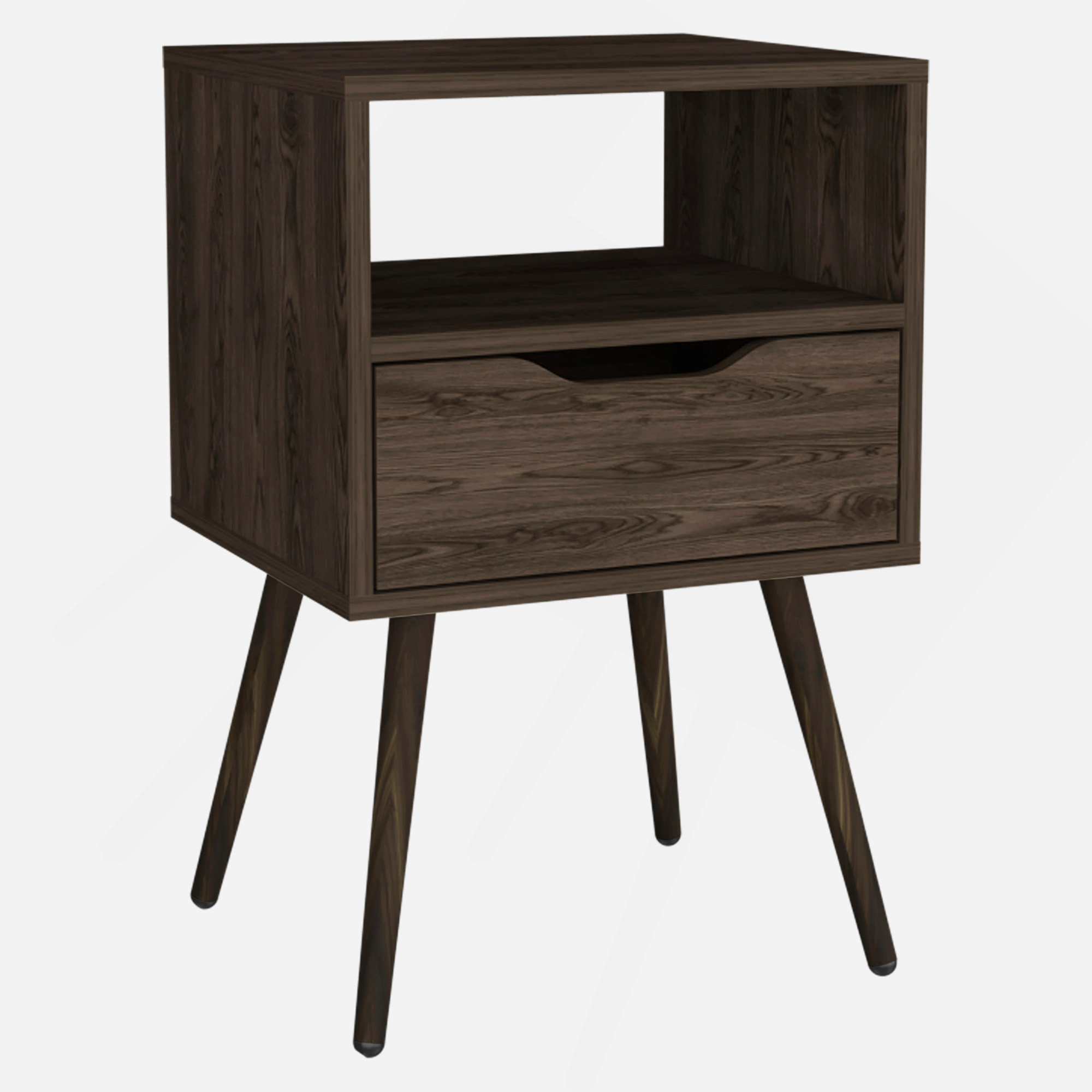 Latitude Run® Haverson 1-Drawer 1-Shelf Nightstand Dark Walnut ...