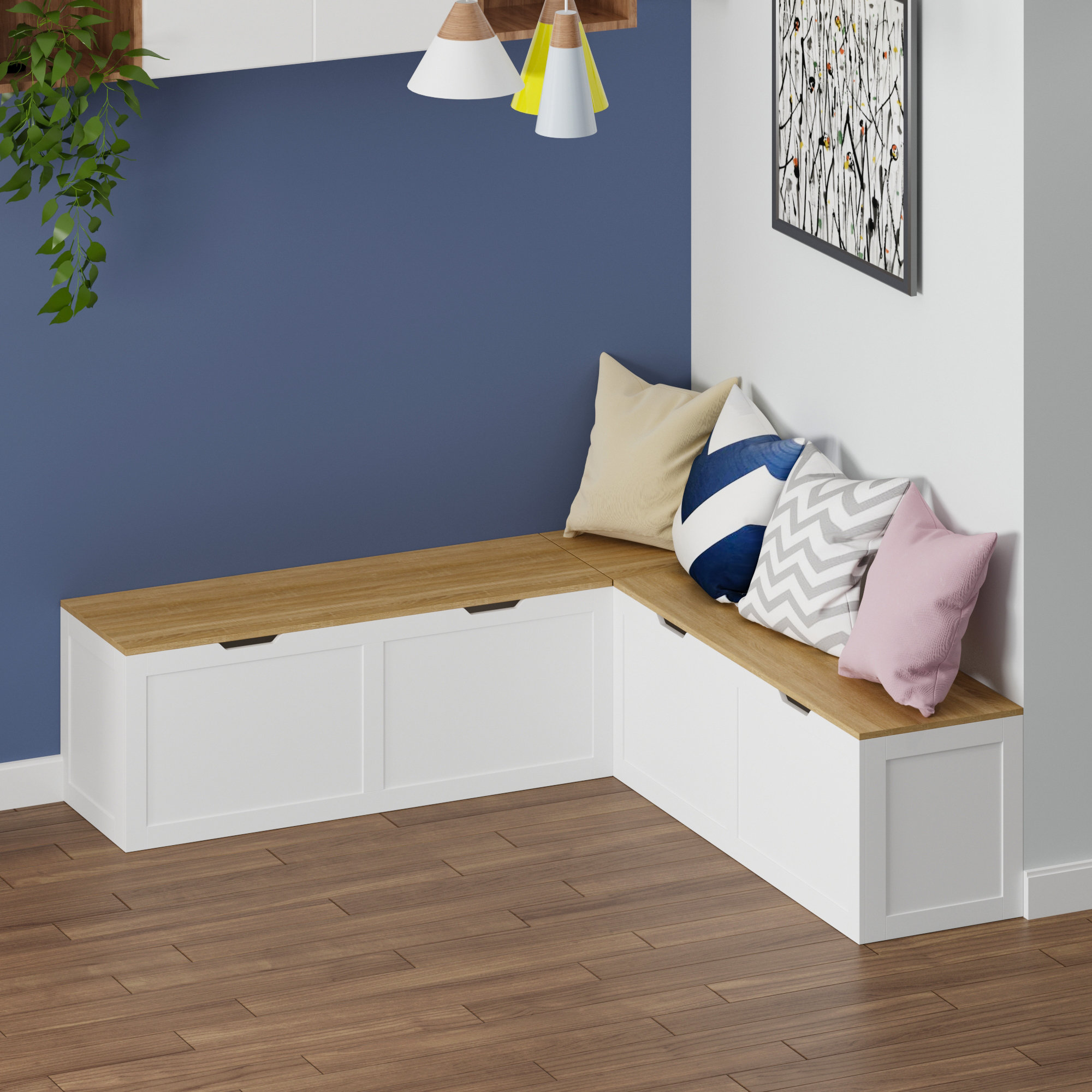 Hokku Designs L-Shaped Shoe Bench Corner Breakfast Nook Bench With ...