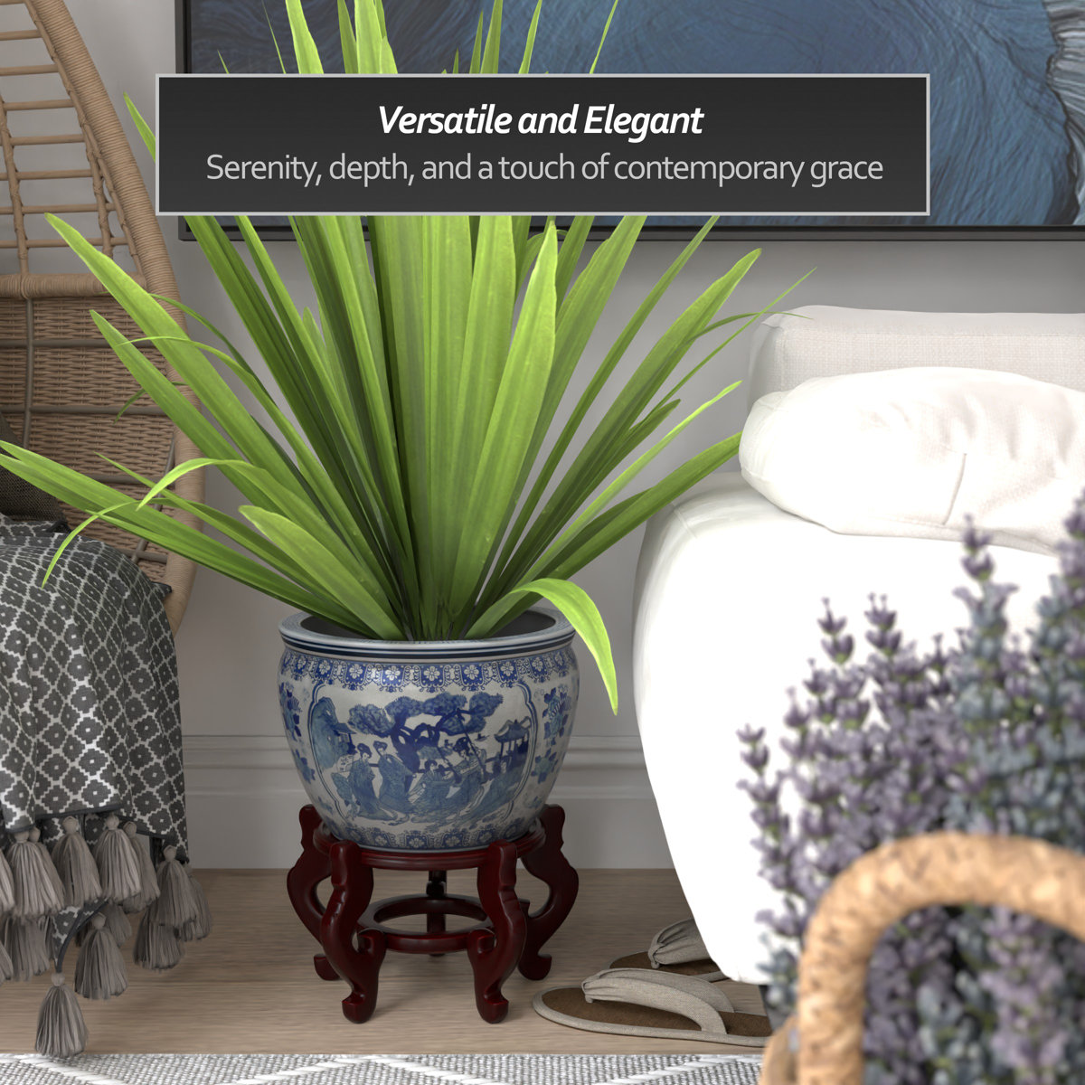 Oriental Furniture Ladies Chinese Porcelain Pot Planter & Reviews ...