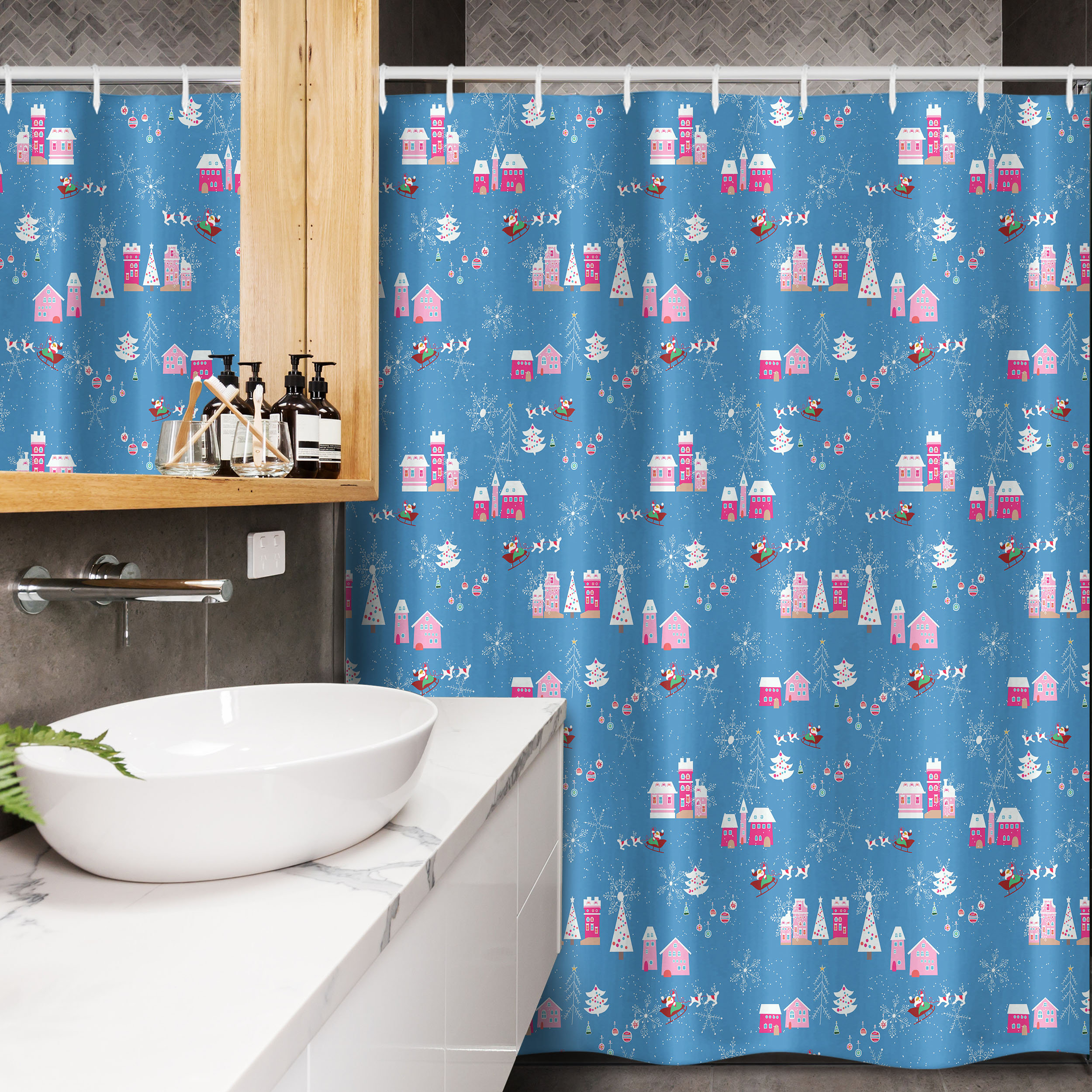 The Holiday Aisle® Jonnay Shower Curtain with Hooks Included | Wayfair