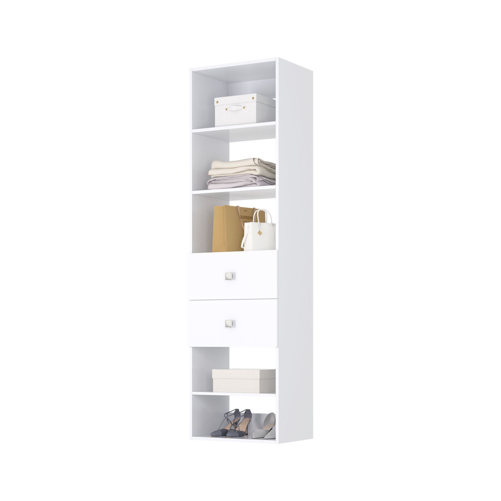 Latitude Run® 25.5" x 14" x 71.25" 2 Drawer Shelf Tower Unit Combined ...