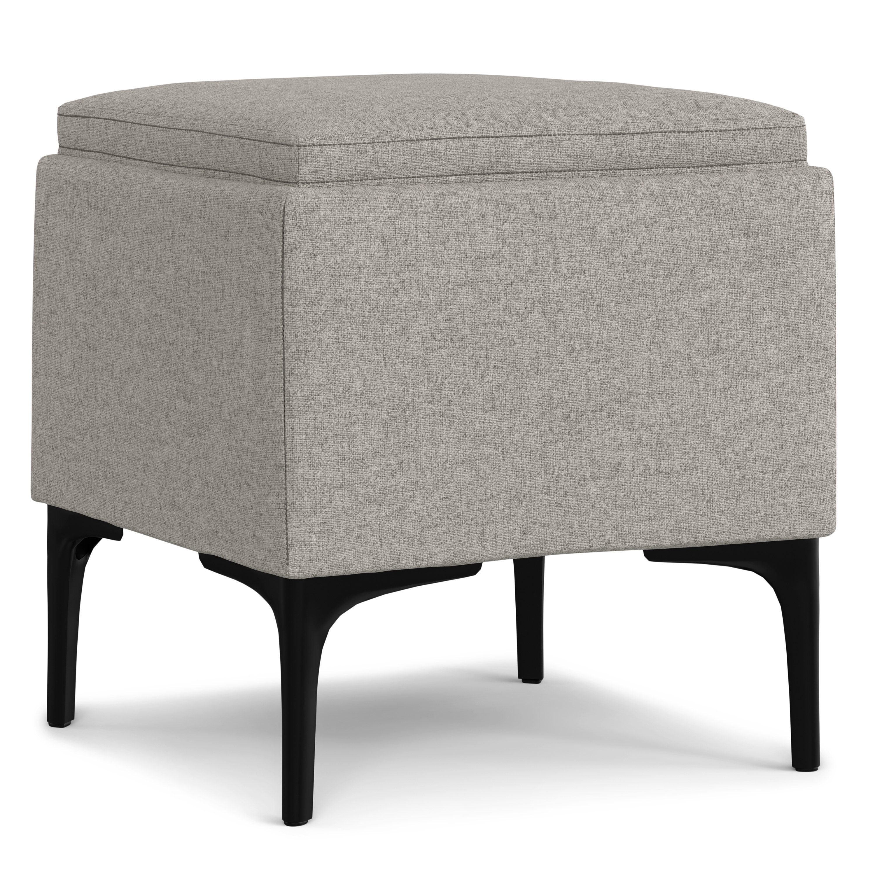 Simpli Home Natasha 18"W Upholstered Square Storage Ottoman with Tray ...