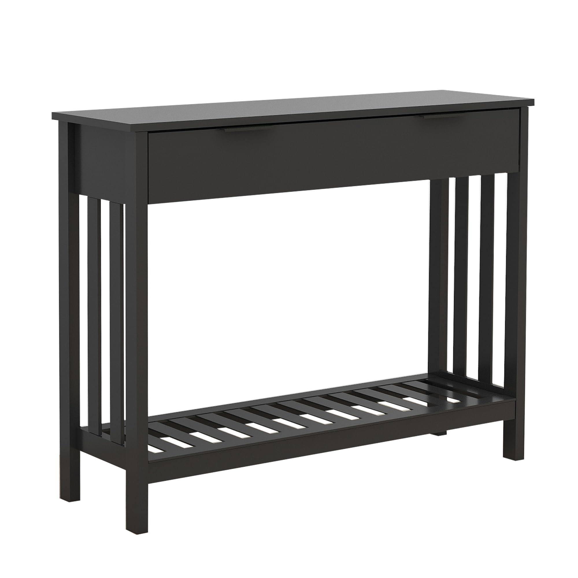 Red Barrel Studio® Black Entryway Table With Drawer Modern Wood Narrow ...