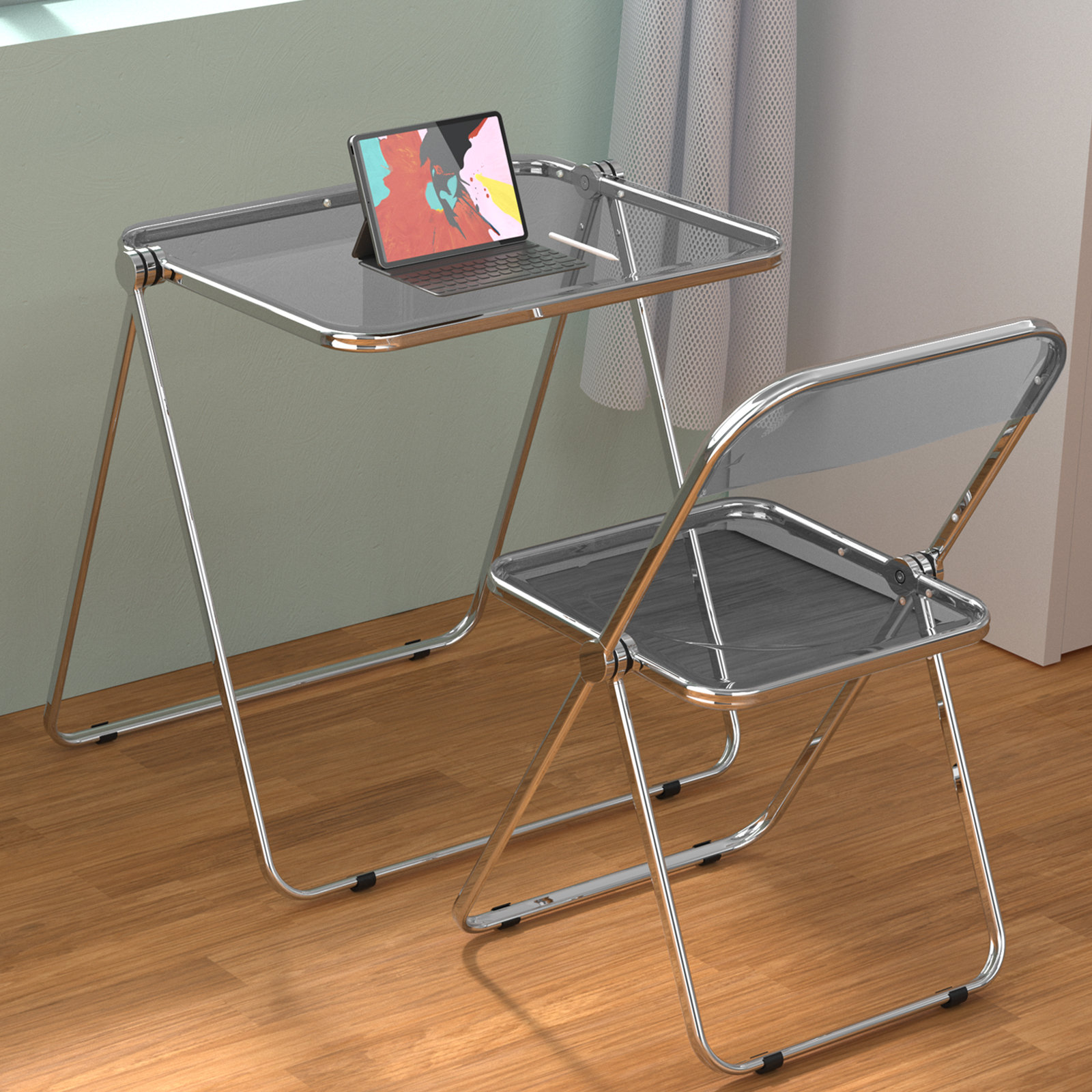 Arlmont & Co. Folding Acrylic Folding Table | Wayfair