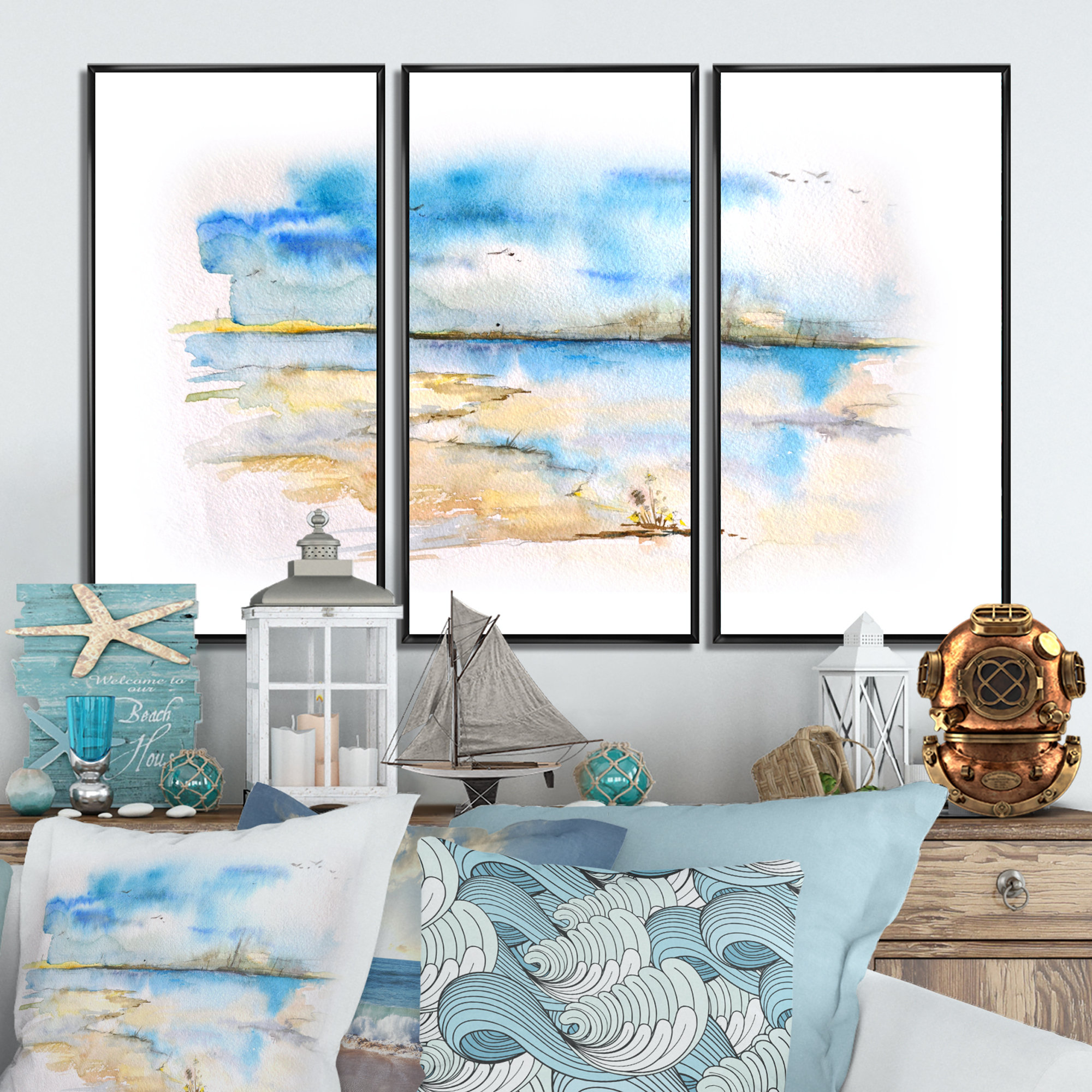 Rosecliff Heights Beach View With Ocean Horizon - Nautical & Coastal ...