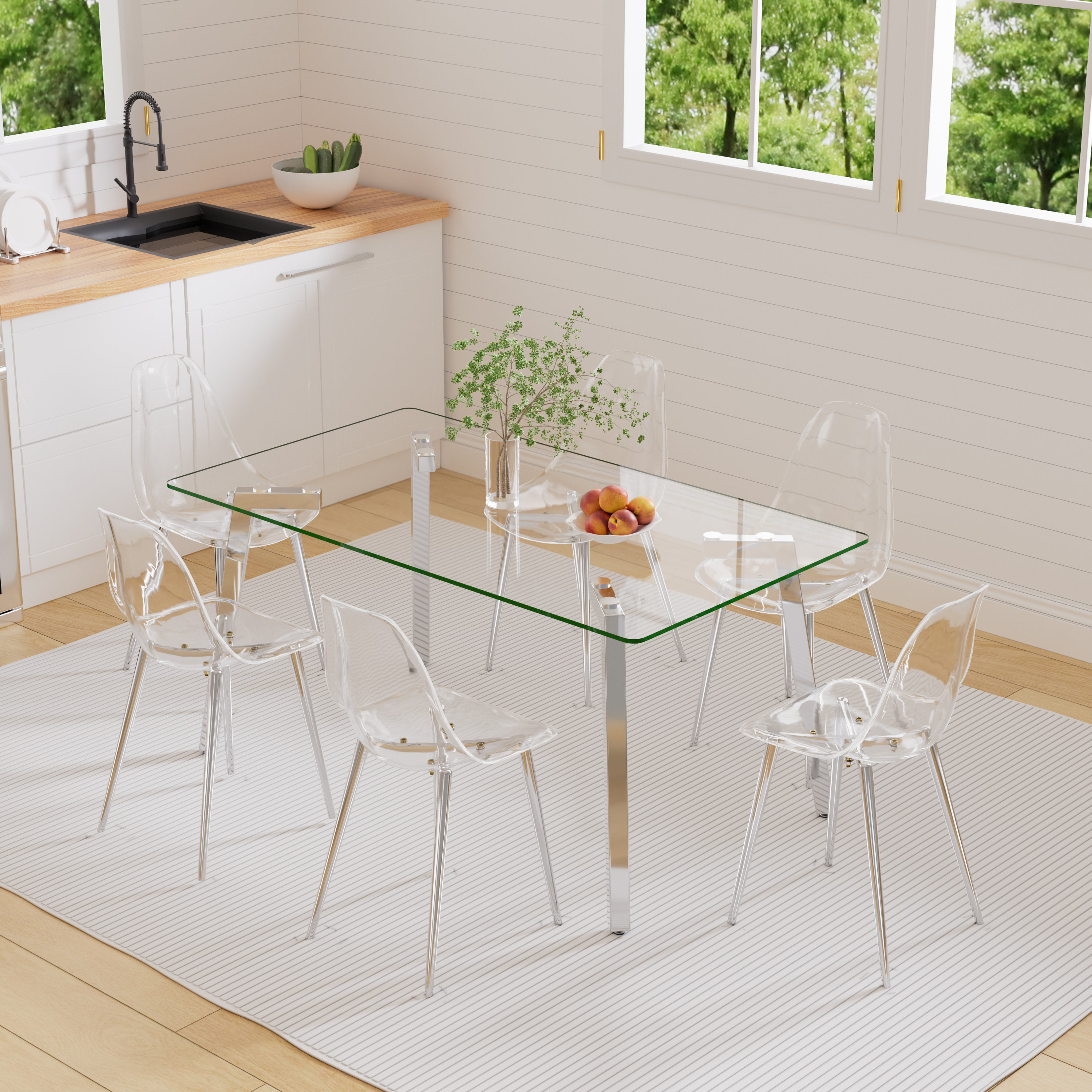 Ivy Bronx Lanor Rectangular 63'' L x 35.4'' W Restaurant Dining Set ...