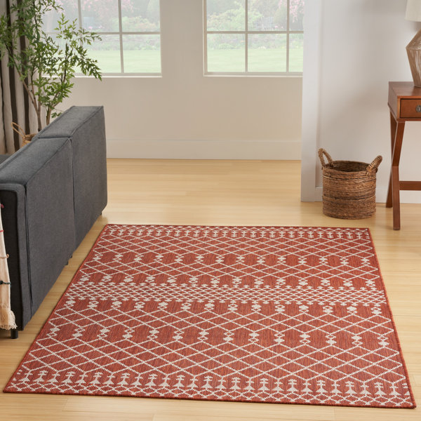 Union Rustic Robbs Rectangle Indoor/Outdoor Area Rug in Terracotta ...