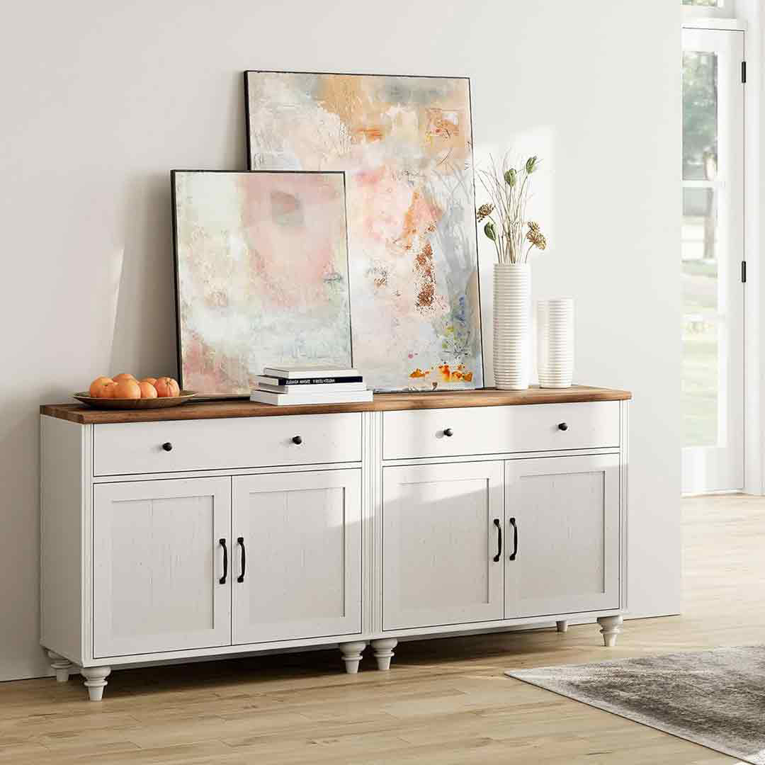 Alcott Hill Buffet Cabinet With 4 Doors And 2 Drawers, Large Coffee Bar ...