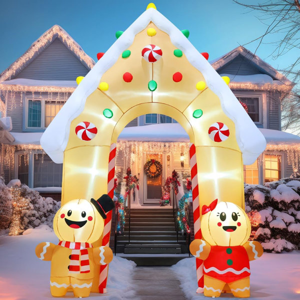 The Holiday Aisle® Christmas Inflatable 11.8 FT Gingerbread Archway ...