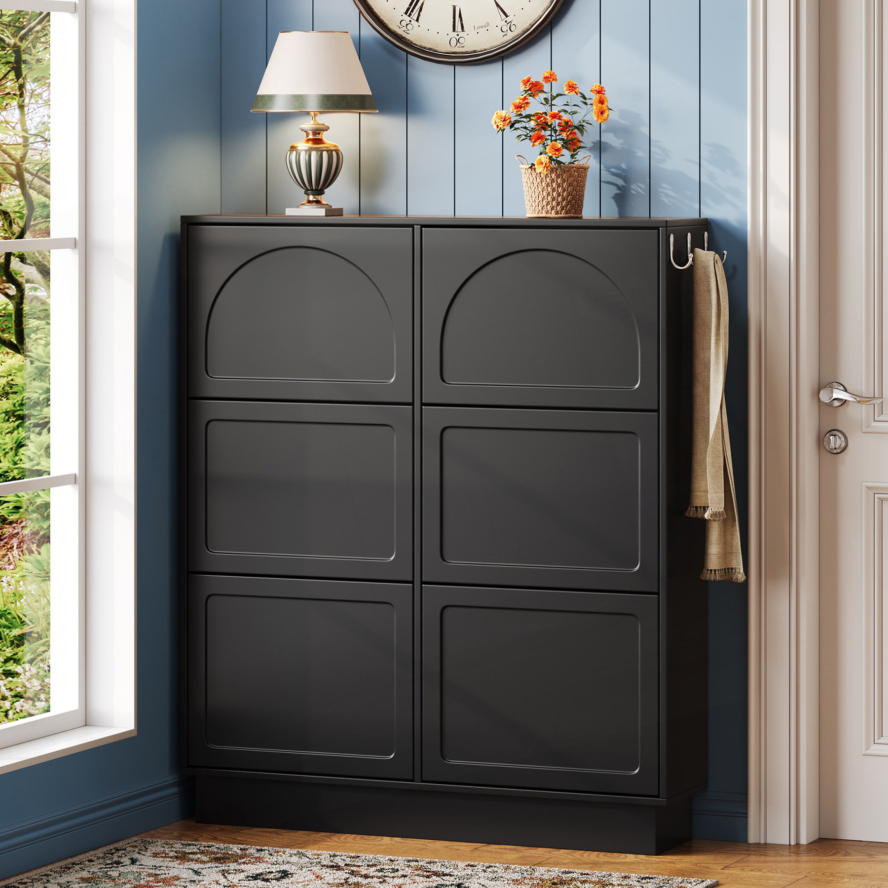 Latitude Run® Modern Elegant Narrow Tipping Bucket Shoe Cabinet With 6 ...