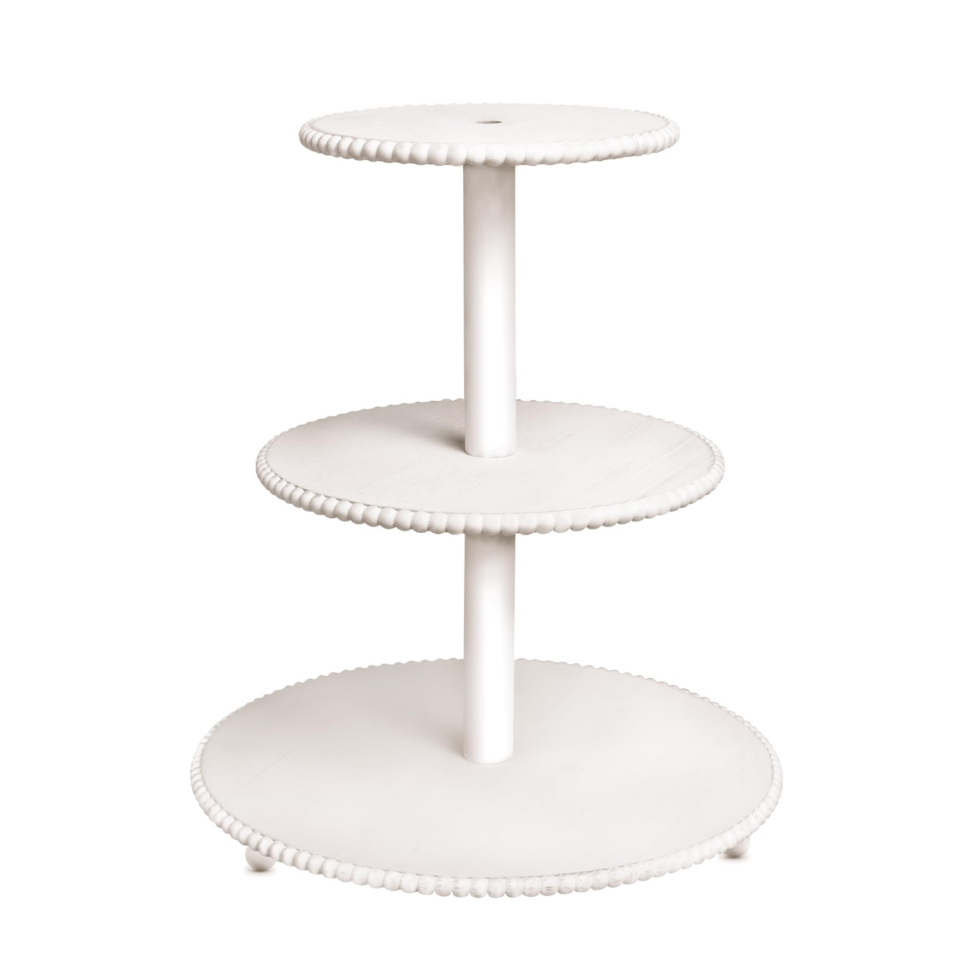 Winston Porter Rustic Wooden White 3 Tier Beaded Cupcake Stand Or ...