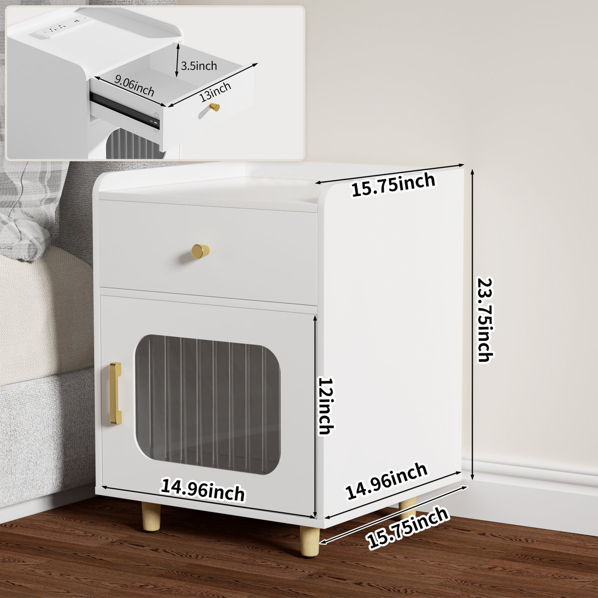 Mercer41 Inci 22.8'' Tall Nightstand with Storage | Wayfair