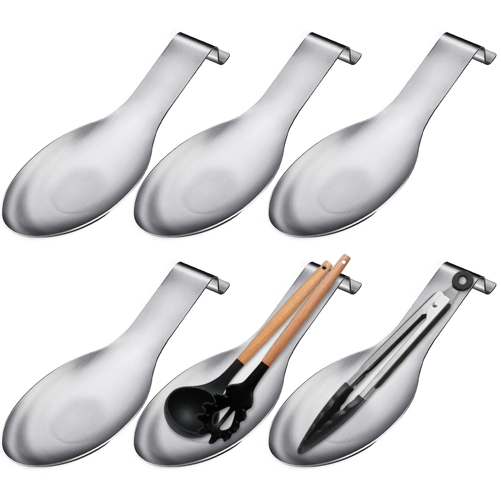 Orren Ellis 6 PCS Stainless Steel Spoon Rest, Large Size Spoon Ladle ...
