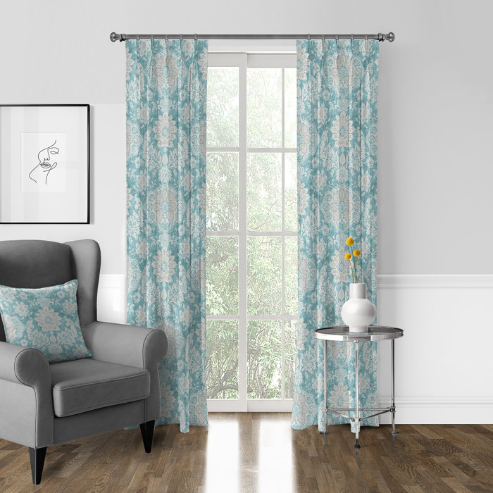 The Tailor's Bed 100% Cotton Indali Floral Room Darkening Pinch Pleat ...