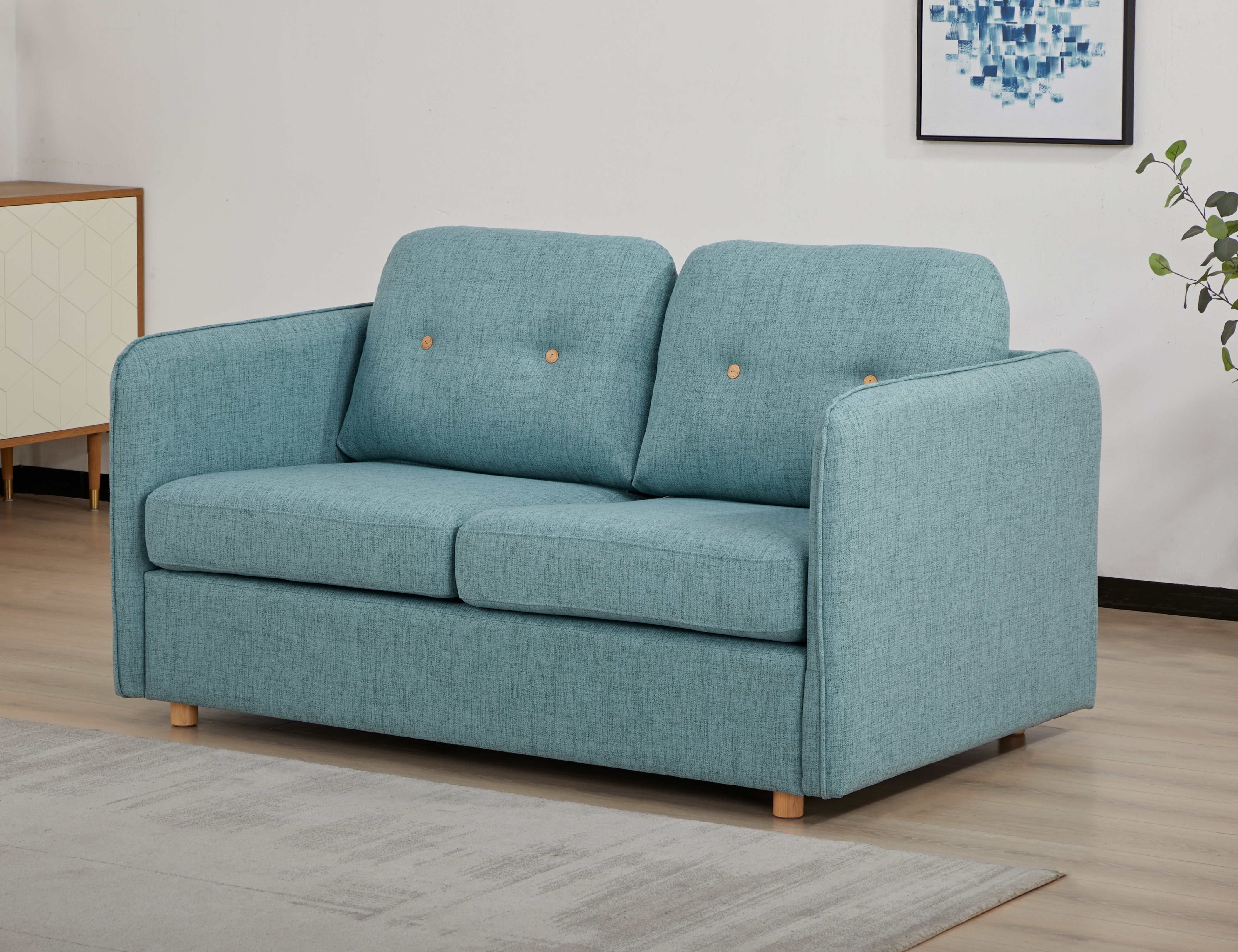 Latitude Run® Azure Sofa Bed With Mattress & Natural Wooden Legs ...