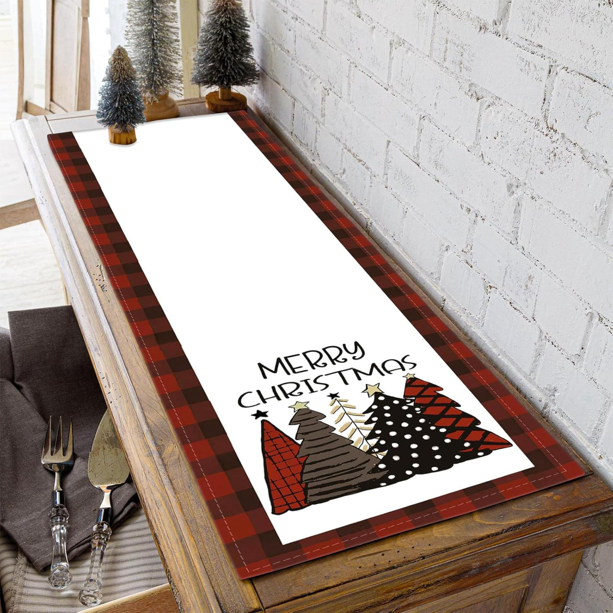 The Holiday Aisle® Winter Christmas Table Runner Red And Black Buffalo ...