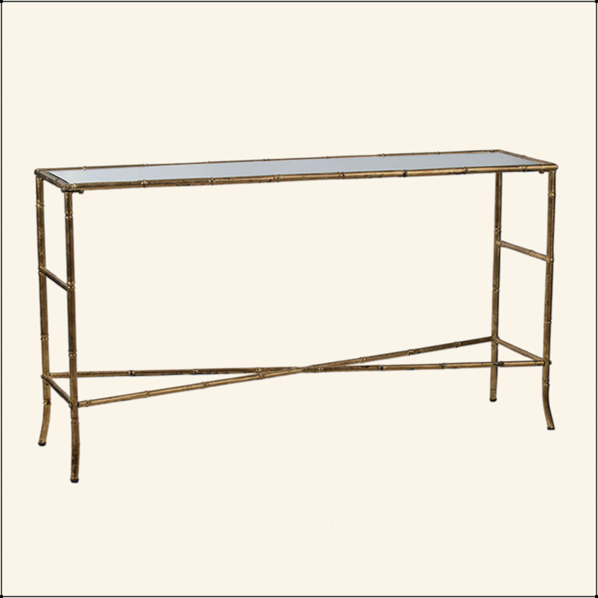 Latitude Run® Antique Gold Console Table, Mirrored Top | Wayfair