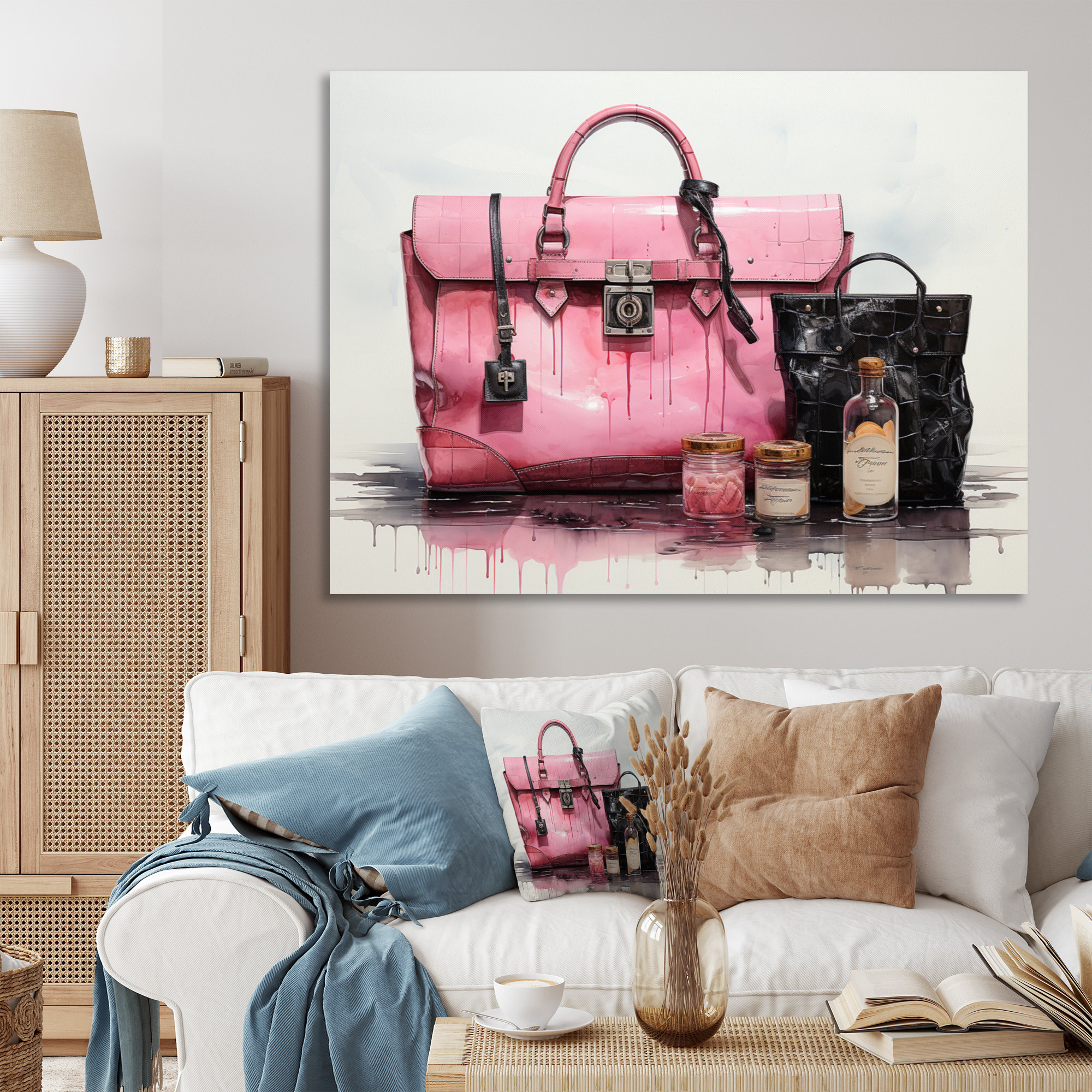 Rosdorf Park Pink Designer Bags Glamour V - Print | Wayfair