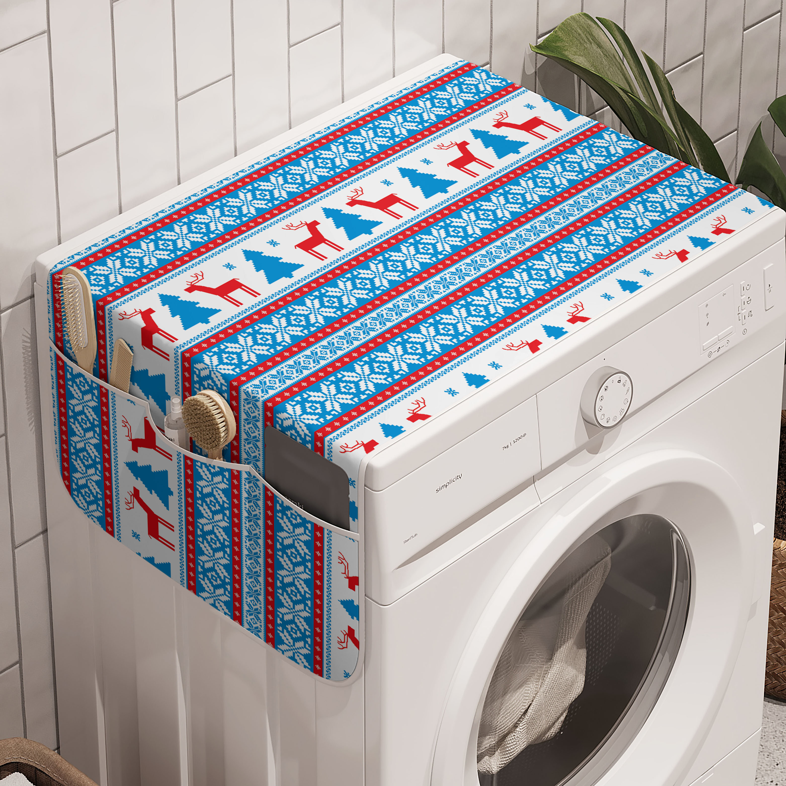 Ambesonne Christmas Washing Machine Organizer Pack of 2 47" x 18.5 ...