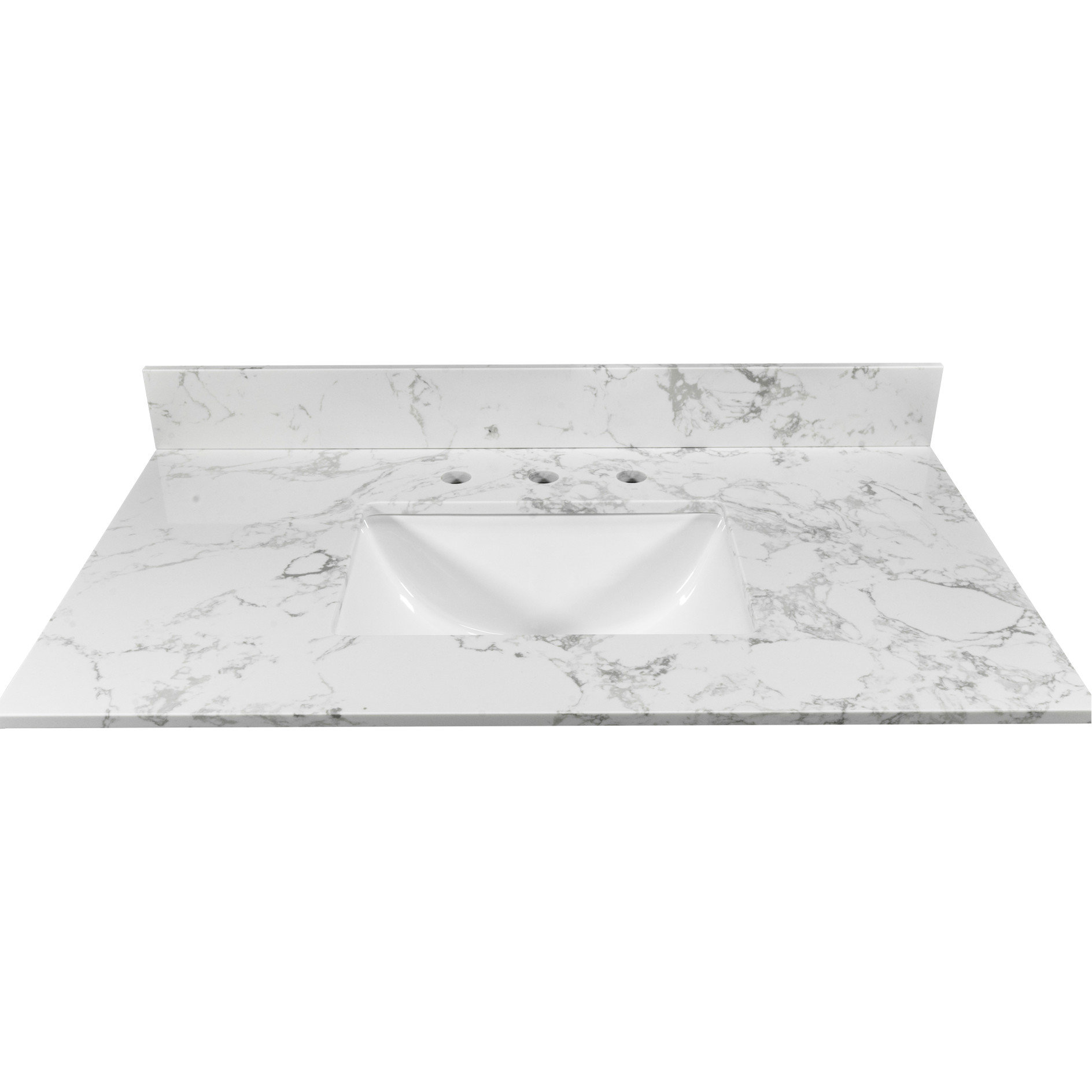 Mercer41 Bathroom Vanity Top 31Inch - Stone With Ceramic Sink & Back ...