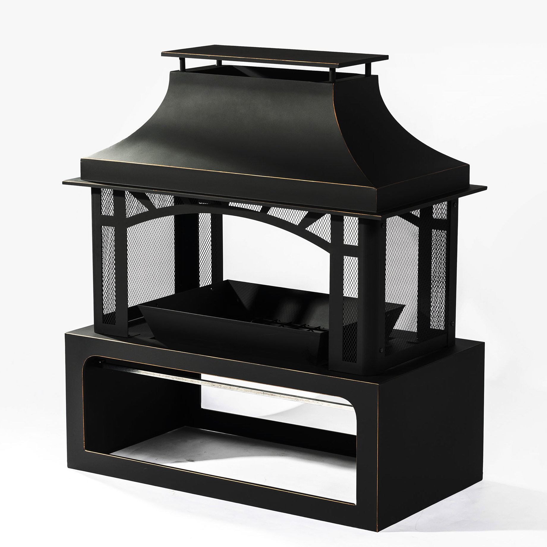 Latitude Run® Steel Outdoor Fireplace With Wood Burning Option In Matt ...