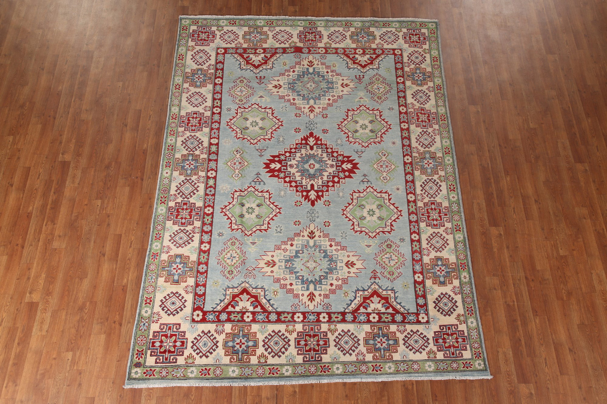Isabelline Light Blue Kazak Oriental Area Rug 7x9 | Wayfair