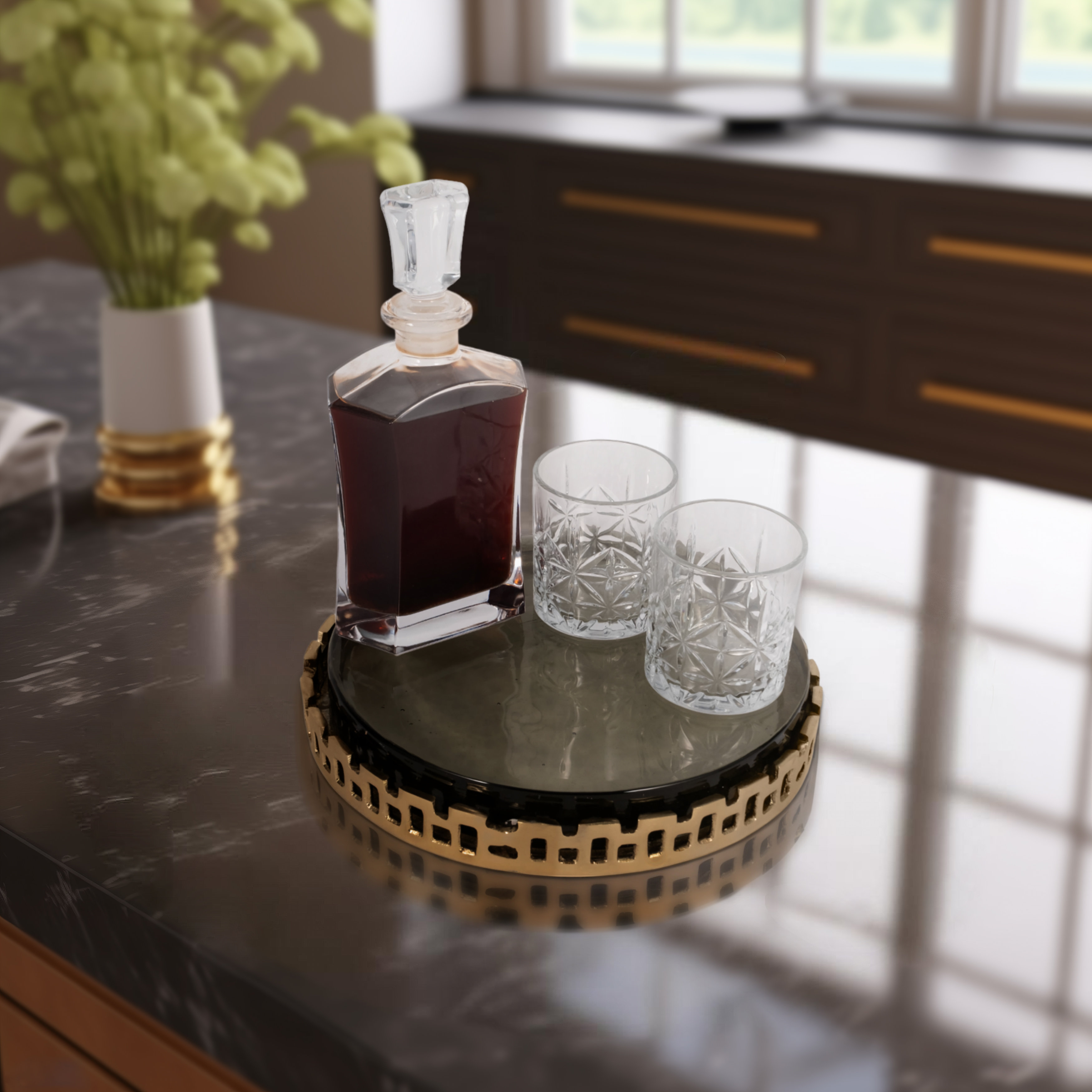 Everly Quinn Qemal Foss Tray, Round | Wayfair