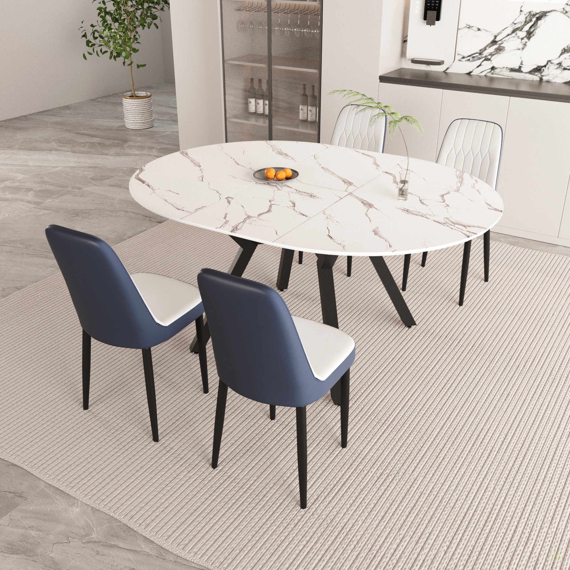 George Oliver Expandable Circular Dining Tables , Equipped With 4 PU ...