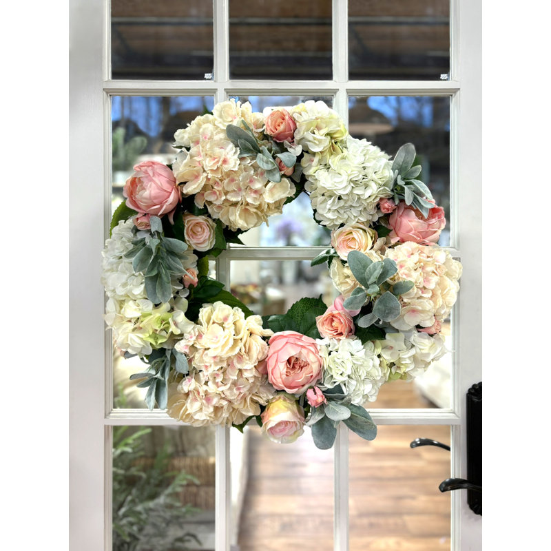 The Holiday Aisle® Spring Wreath with Hydrangeas, Peonies and Roses ...