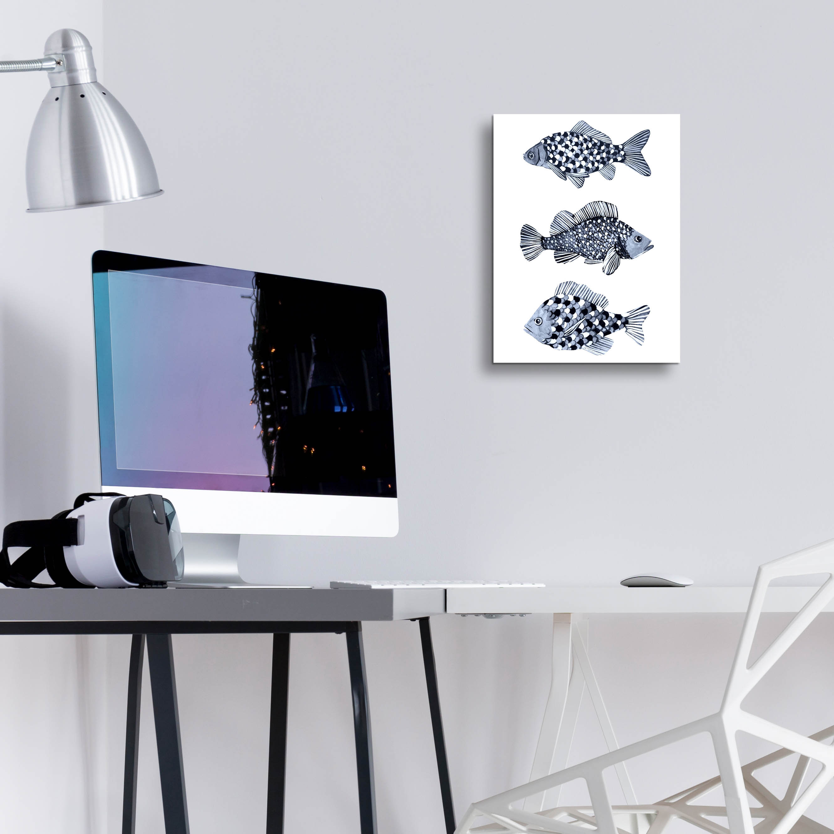 Highland Dunes 'Blue Fish 2' by Emma Scarvey Acrylic Glass Wall Art, 12 ...