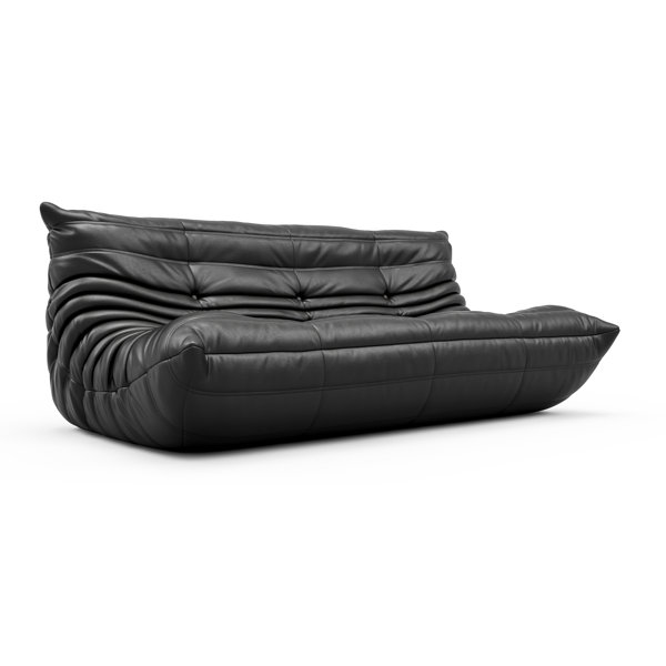 Trule Armless Large Microfiber Leather 3-Seat Bean Bag Sofa, Soft ...