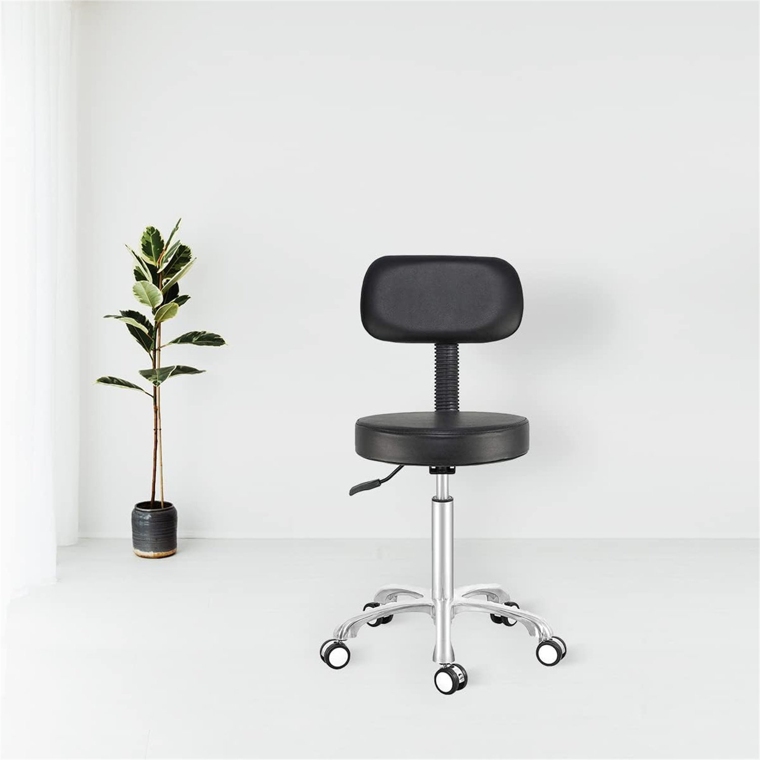 Latitude Run® Adjustable Rolling Stool With Back, Thick Cushion ...