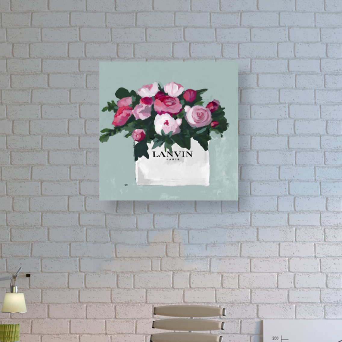 Oliver Gal Prints Pink and Mint Bouquet Watercolor - Floater Frame ...