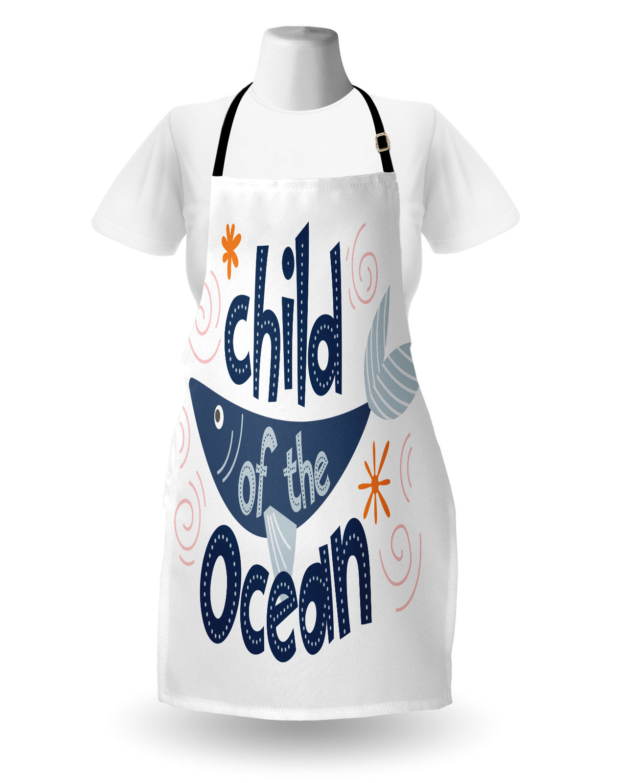 East Urban Home Text Apron Unisex of the Ocean Fish Motif Adult Size ...