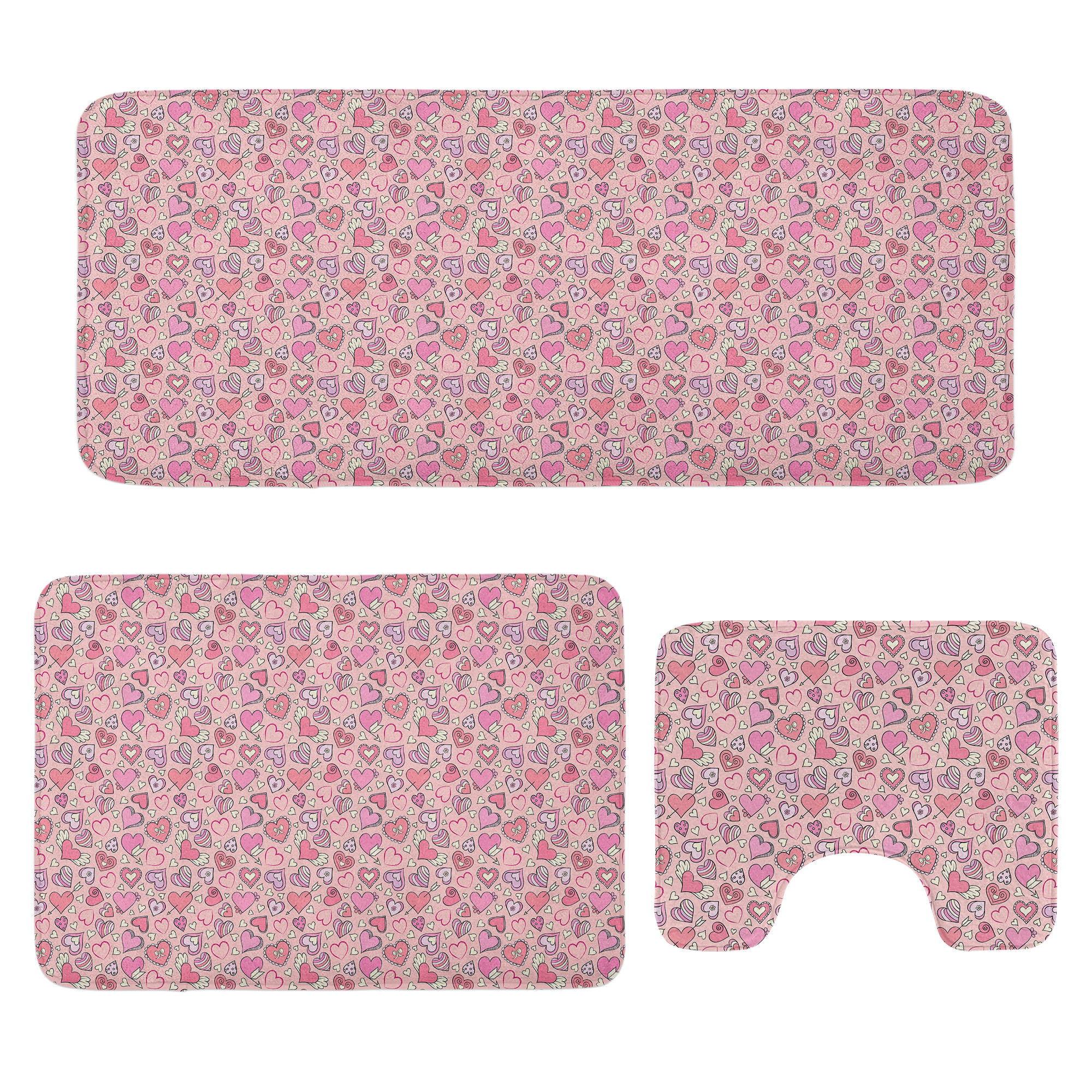 East Urban Home Love Bathroom Rug Set 3 Pieces U-Shape & Rectangle Mats ...