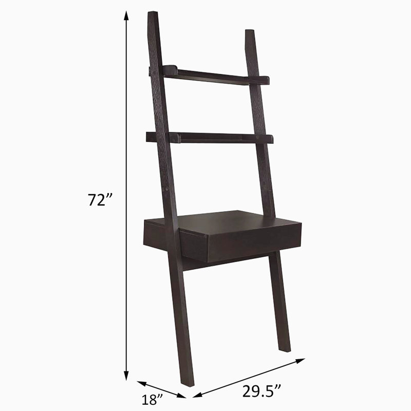 junzc Cappuccino Wall Leaning Ladder Desk | Wayfair