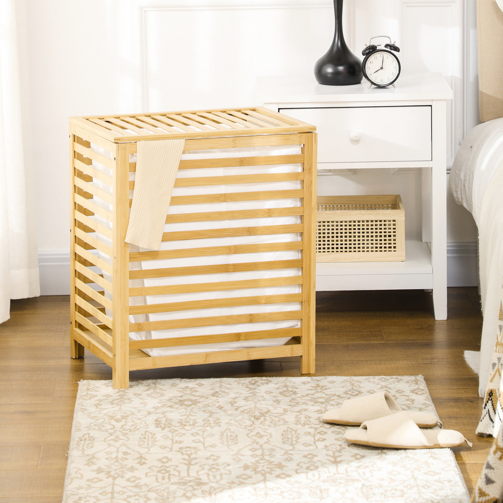 George Oliver Dirty Clothes Hamper With Lid And Removable Liner Bag, 19 ...