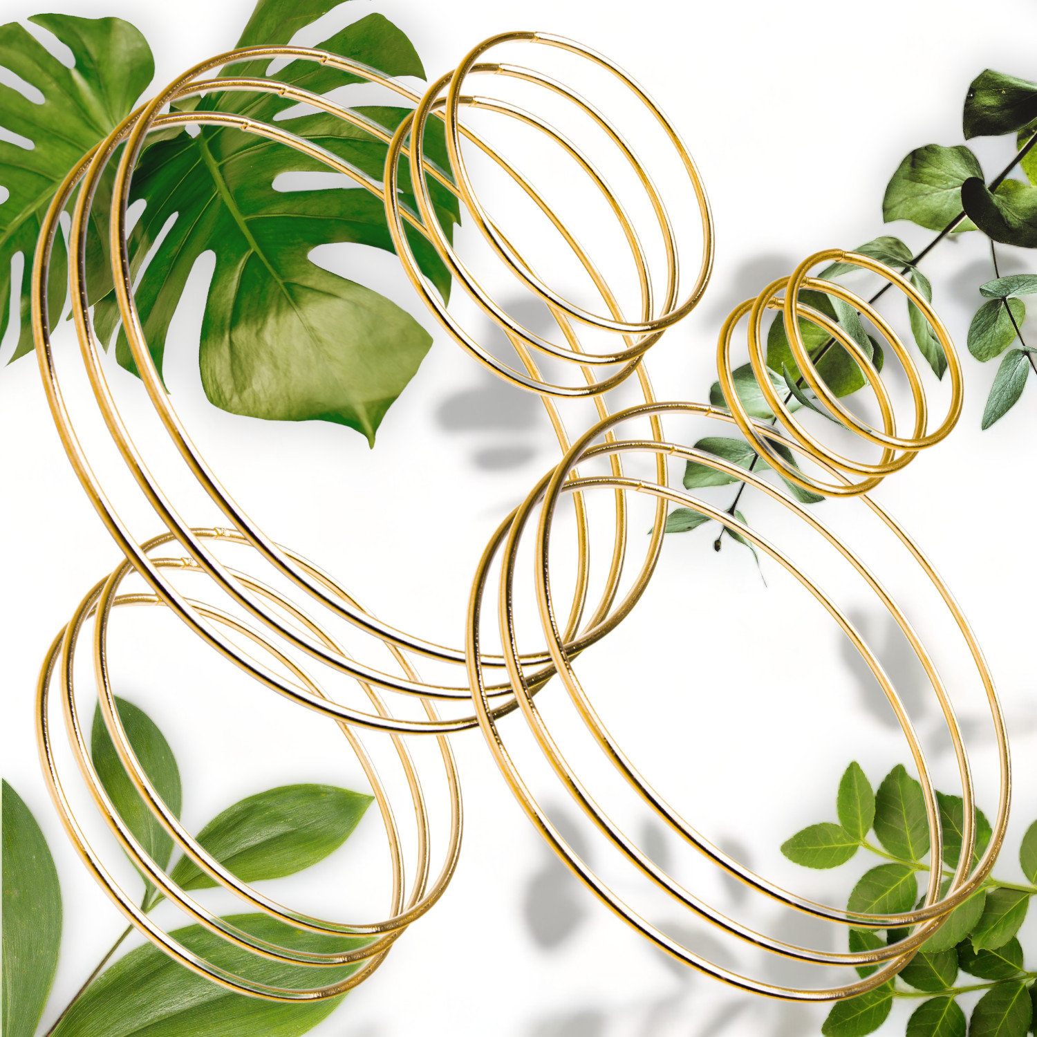 Pacific Funds Gold Metal Hoop Rings Set of 15 in Various Sizes | Wayfair