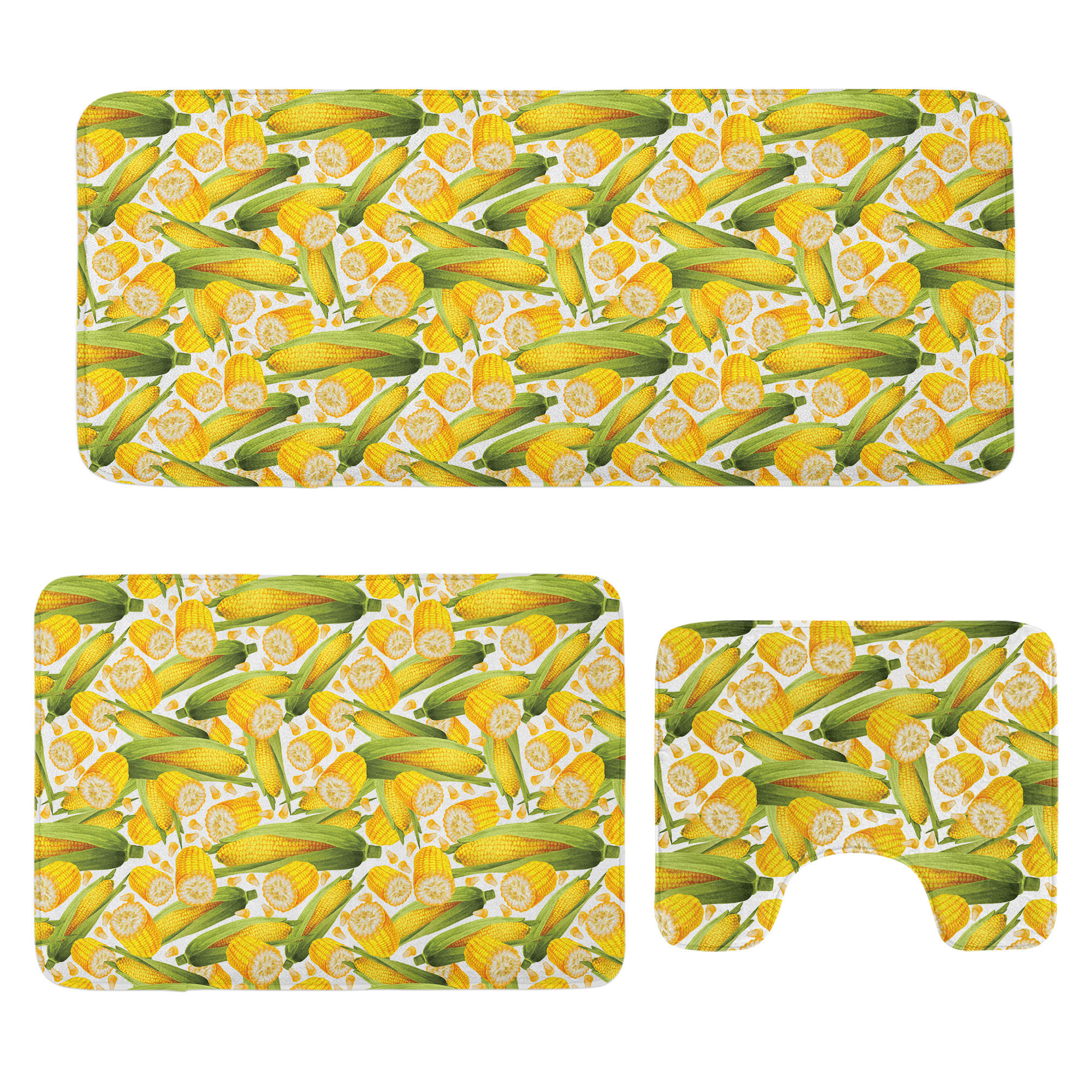 East Urban Home Corn Bathroom Rug Set 3 Pieces U-Shape & Rectangle Mats ...
