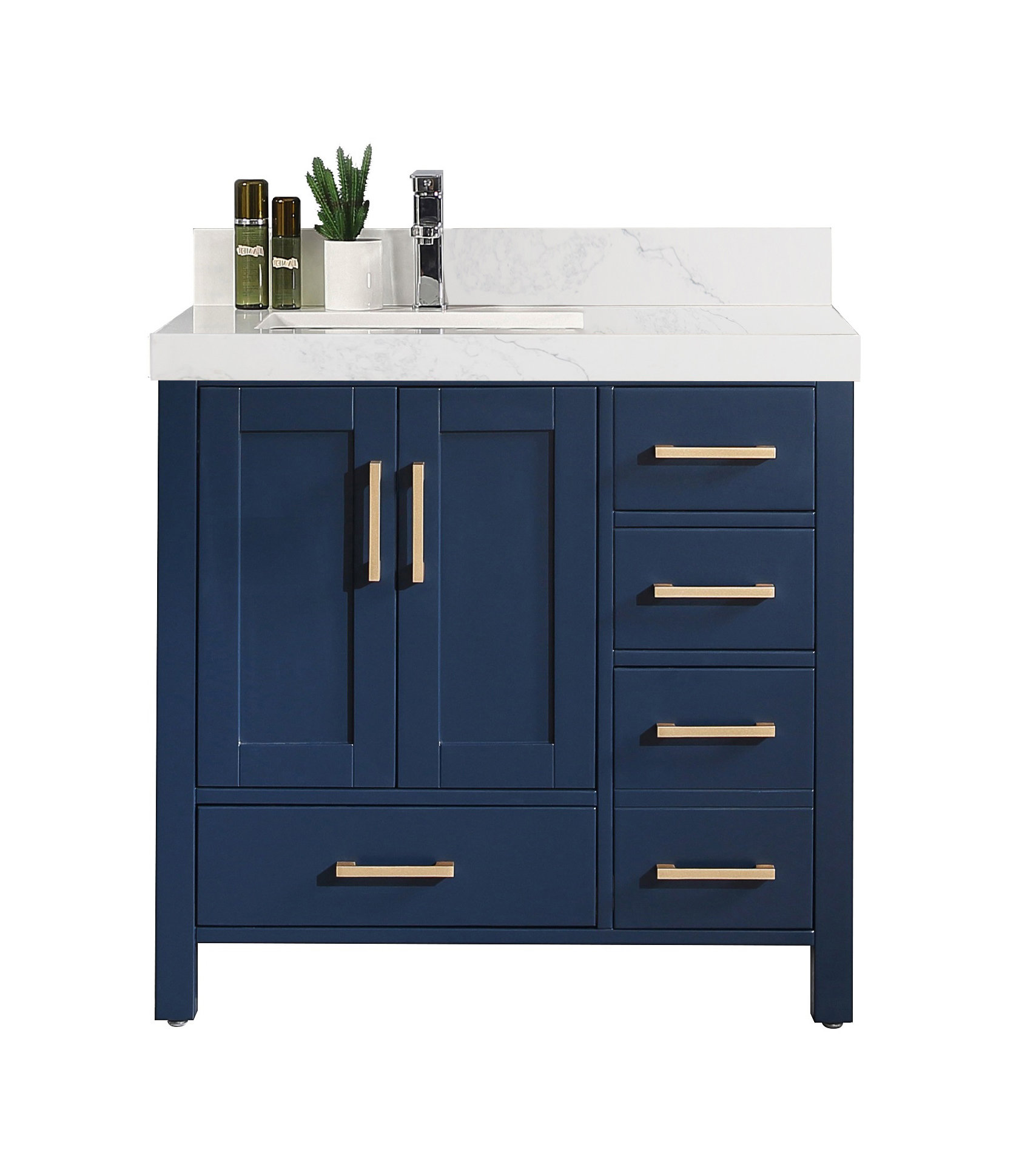 Longshore Tides 36 In. W X 22 In. D Aseelah Left Offset Sink Vanity In ...