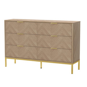 Mercer41 Pricillia 6 - Drawer Dresser Mid Century Natural 6 Drawer ...