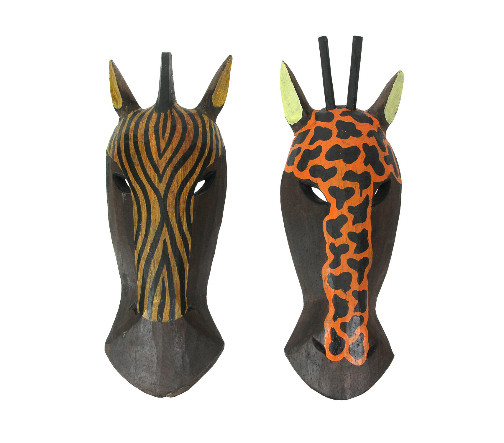 Bungalow Rose 2 Piece African Zebra and Giraffe Mask Wall Décor Set ...
