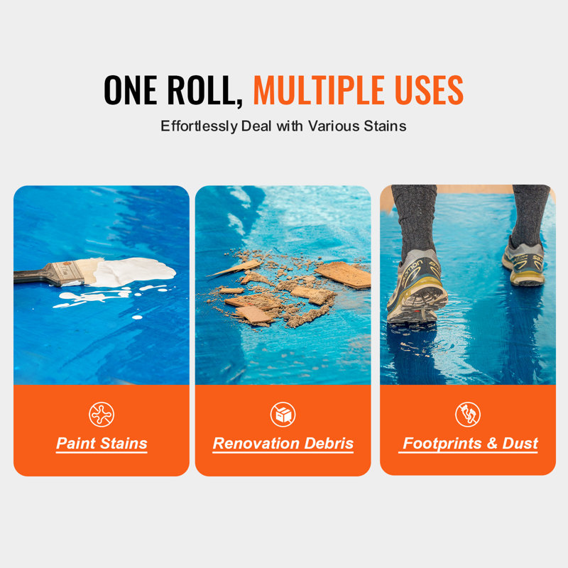 VEVOR Carpet Protection Film, 24" x 200' Floor and Surface Shield with ...