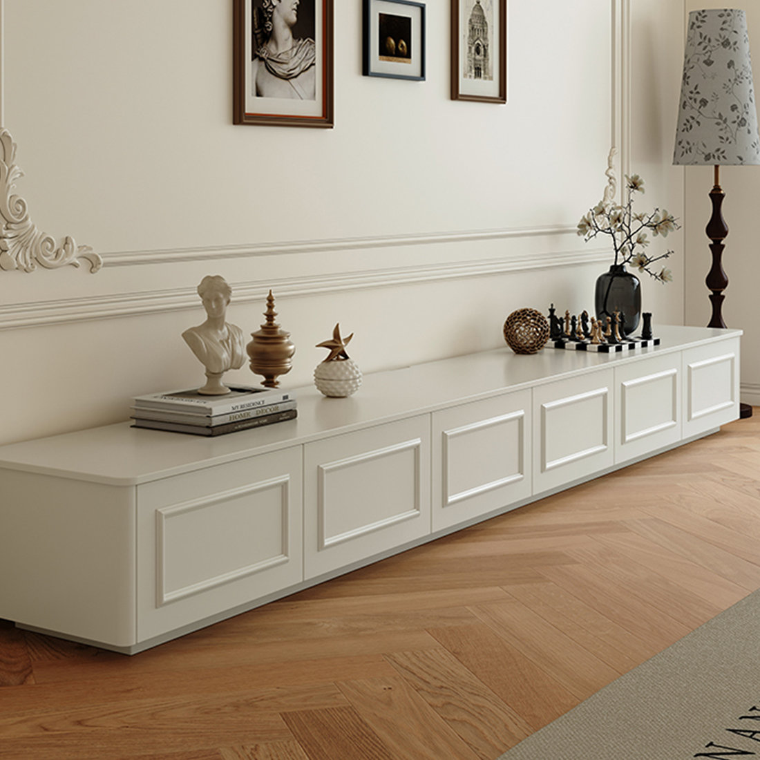 Wu's StylishVault Solid Wood Veneer TV Stand with Hidden Handles | Wayfair