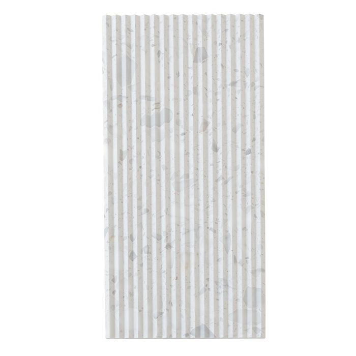 Terraforma 12x24 in. White, Beige Textured Terrazzo Linear Large Wall ...