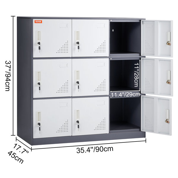 VEVOR Metal 3 - Tier 35.4'' Employee Locker with Built In Key Lock ...